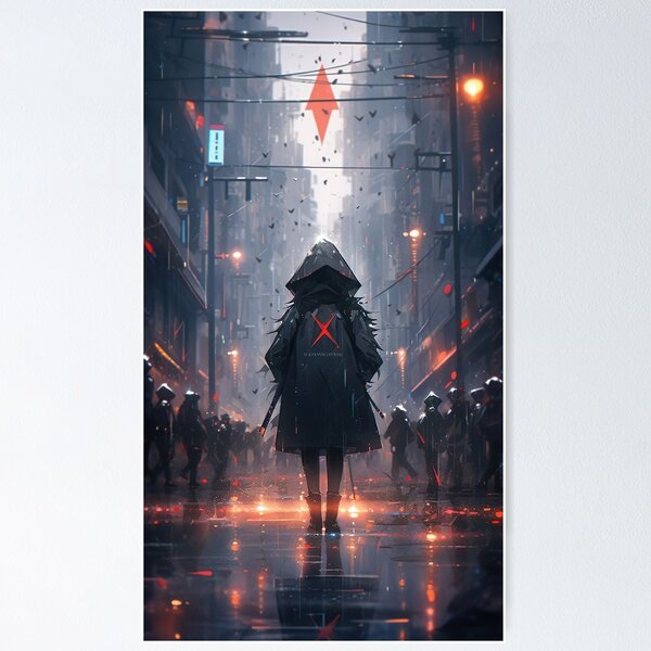 "Anime Girl Sad Tokyo Rain" Poster for Sale by Yana Grech | Redbubble