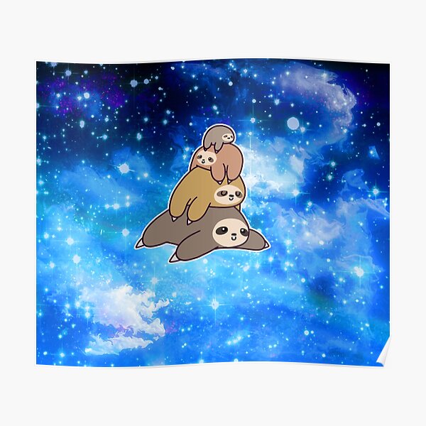 "Sloth Stack Night Sky" Poster by SaradaBoru | Redbubble