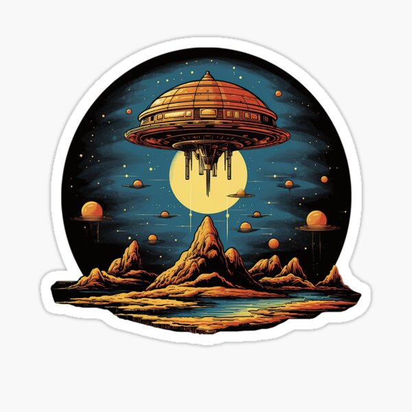 "Retro Alien Spaceship" Sticker for Sale by EdgarJake | Redbubble