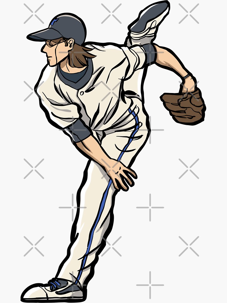 "Baseball player throwing ball cartoon character " Sticker for Sale by ...