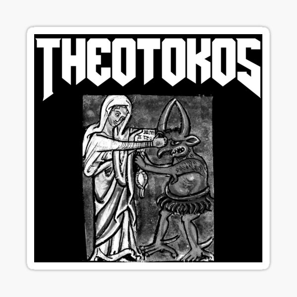 "Theotokos Mary Punching The Devil Doom Parody" Sticker for Sale by ...