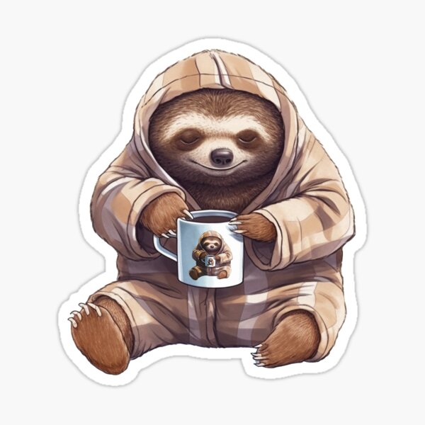 "Slothception: Sleepy Sloth in Pajamas" Sticker for Sale by ...