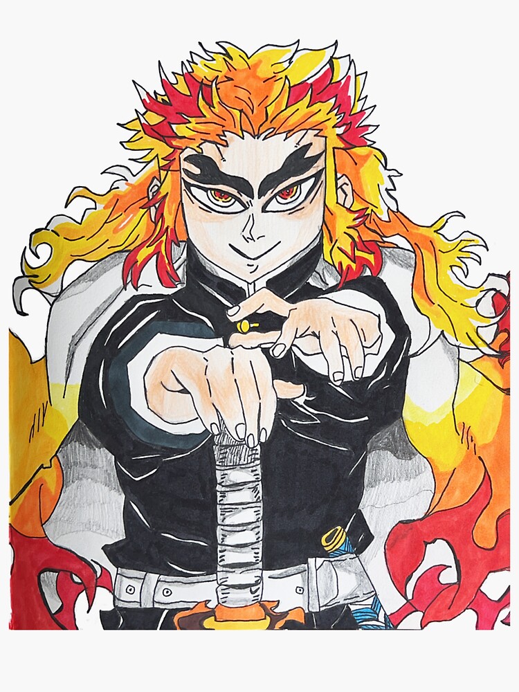 "Flame Hashira Rengoku" Sticker for Sale by Artists-Block | Redbubble