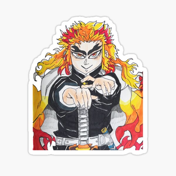 "Flame Hashira Rengoku" Sticker for Sale by Artists-Block | Redbubble