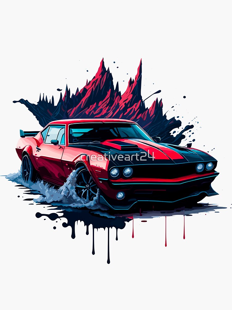"Muscle Classic Car" Sticker for Sale by creativeart24 | Redbubble