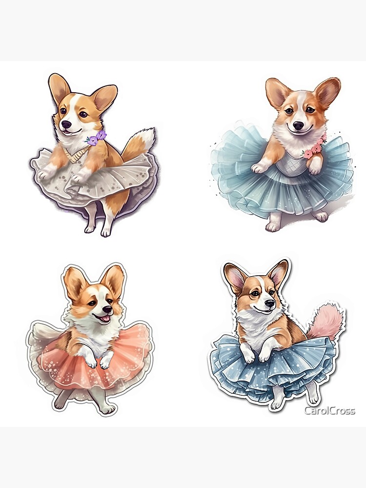 "Corgi Lover, Sticker Pack, Ballerina Corgi, Stickers" Sticker for Sale ...