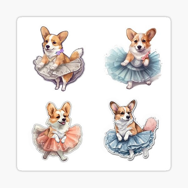 "Corgi Lover, Sticker Pack, Ballerina Corgi, Stickers" Sticker for Sale ...