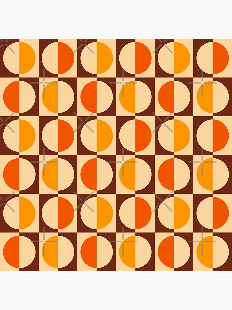 "70s Retro Vintage Style Geometric Design Orange Brown Yellow and Beige ...