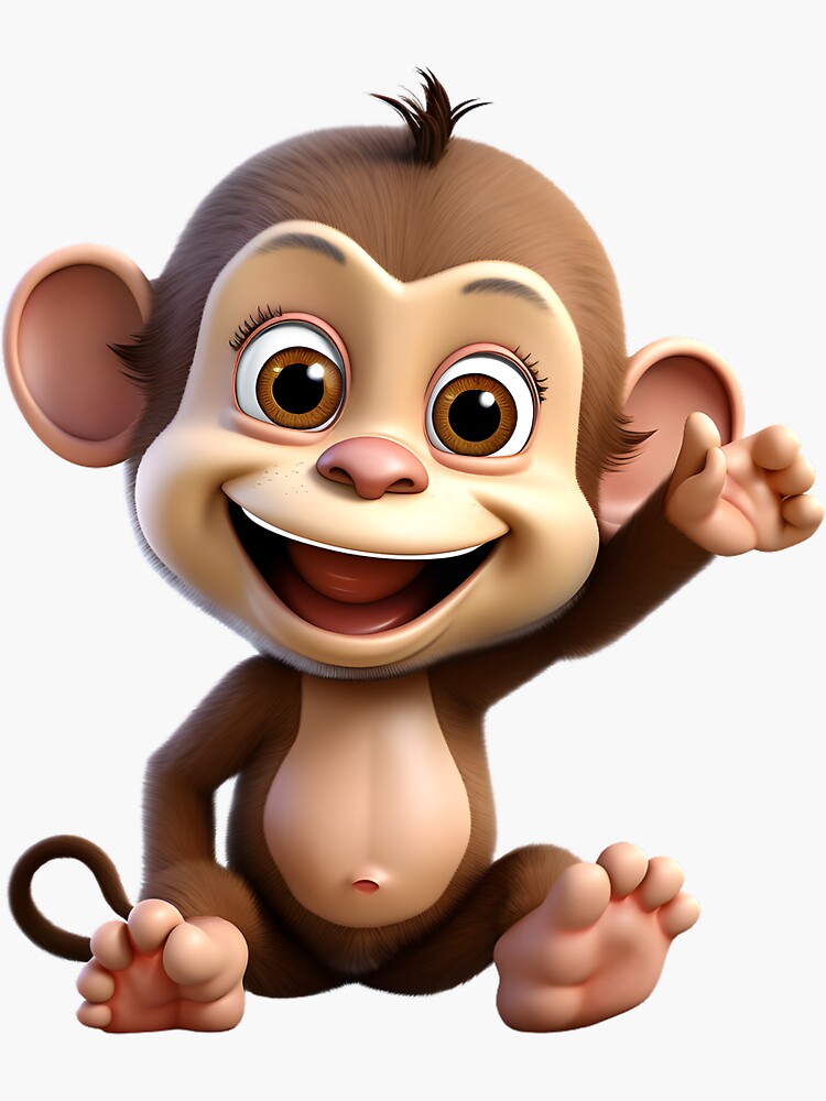 "Cute Animated Monkey" Sticker for Sale by Massah | Redbubble
