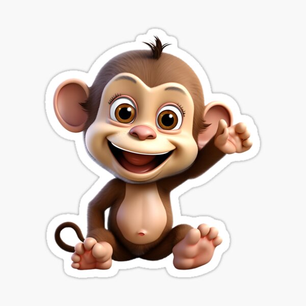 "Cute Animated Monkey" Sticker for Sale by Massah | Redbubble