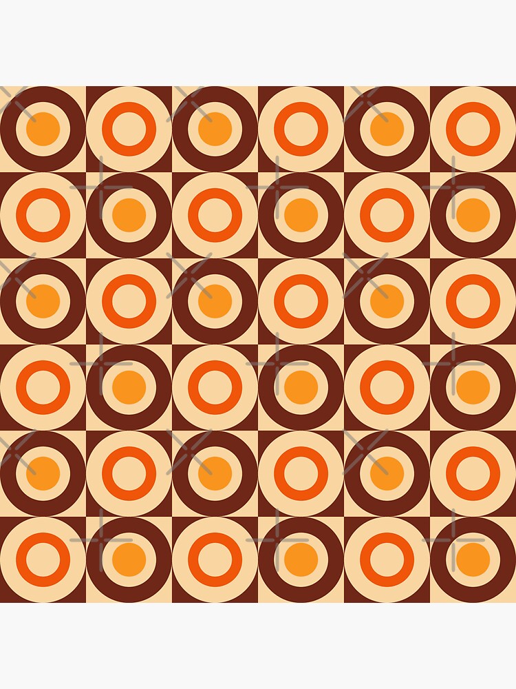 "70s Retro Vintage Style Geometric Design Brown Orange Yellow and Beige ...