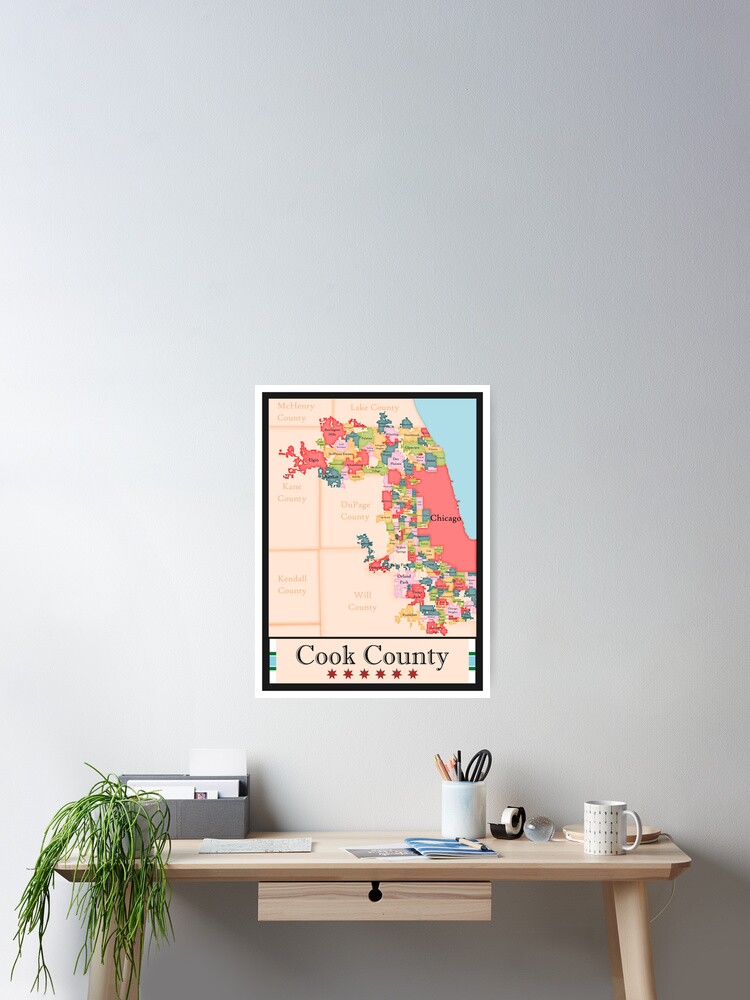 "Map of Cook County" Poster for Sale by ElegantLexicon | Redbubble
