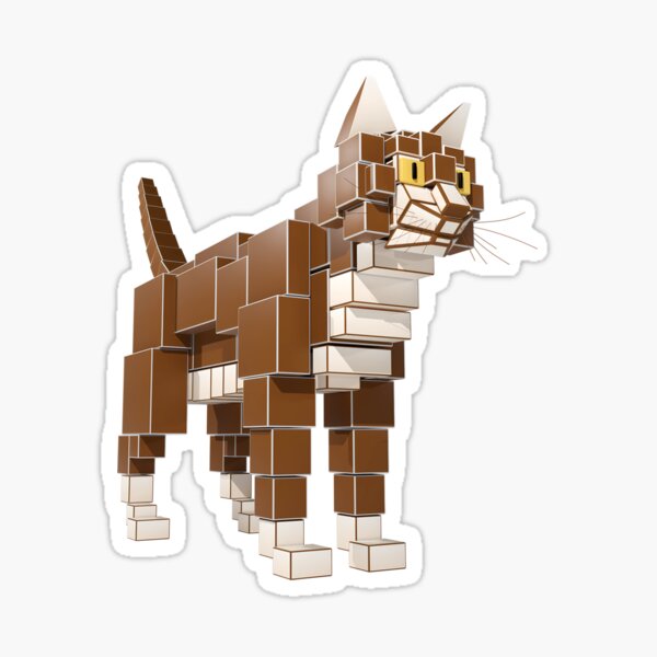"3D cat made of blocks" Sticker for Sale by twisted-dot | Redbubble
