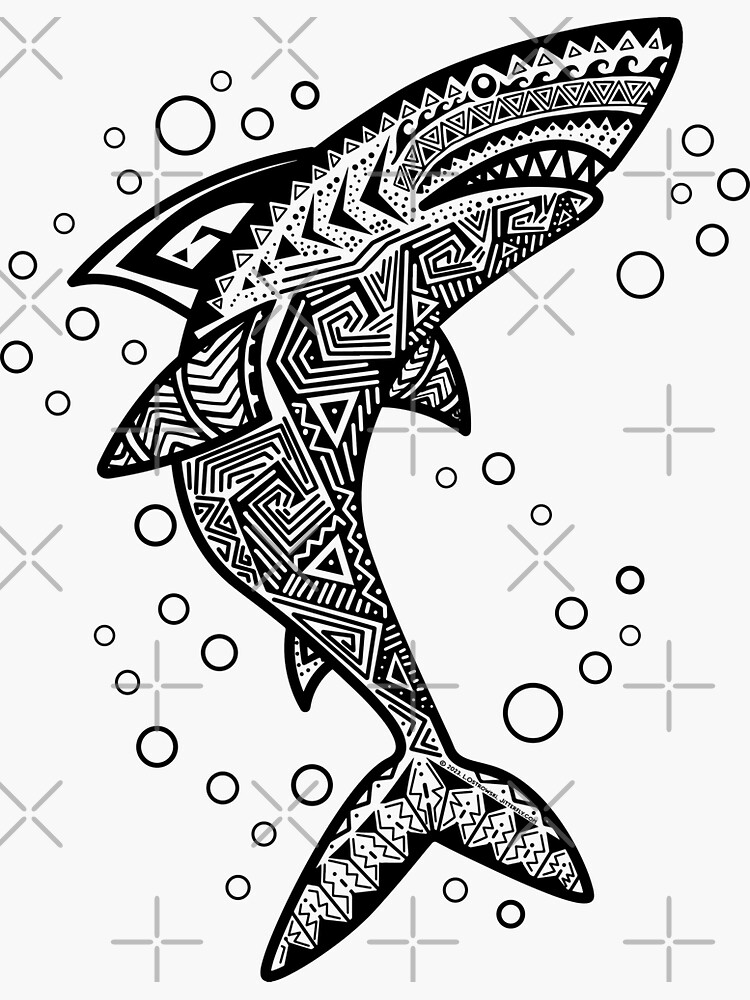 "WHITE BOHO SHARK" Sticker for Sale by jitterfly | Redbubble