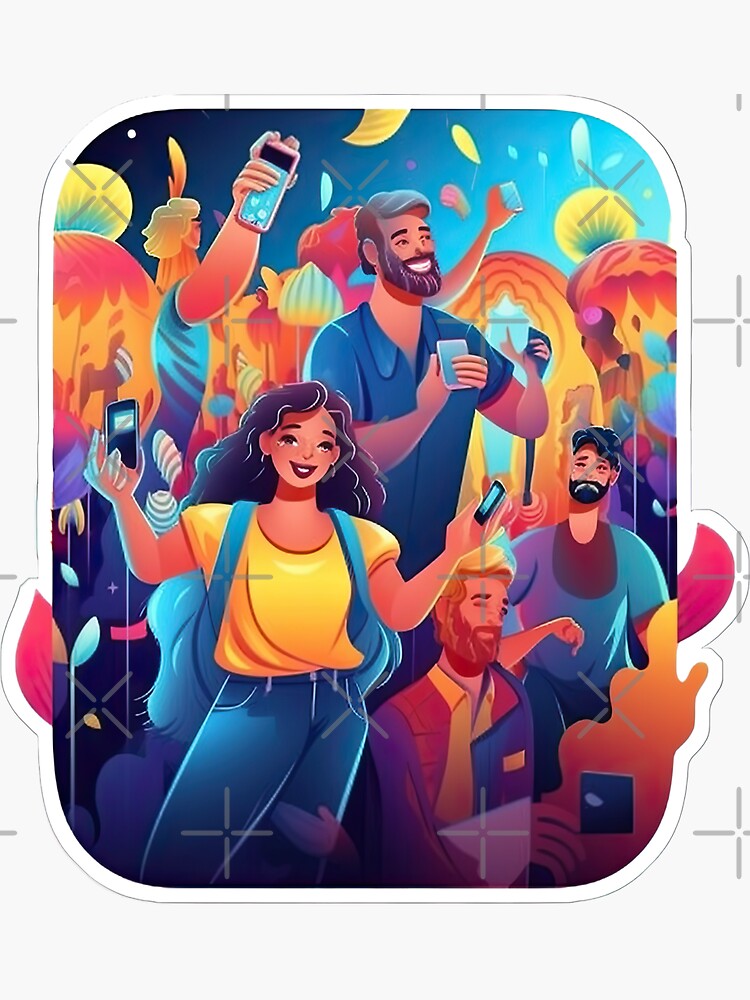 "Crowd of people having fun" Sticker for Sale by abmkf | Redbubble