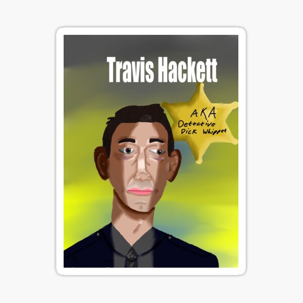 "Travis Hackett art" Sticker for Sale by ONEJELLOFISTart | Redbubble
