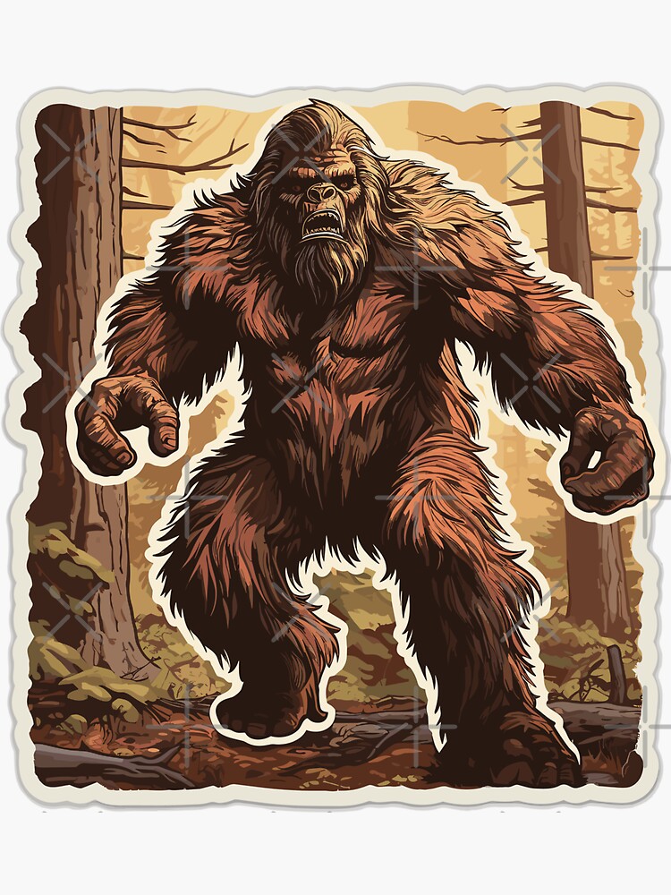 "Retro Vintage Bigfoot In the Woods" Sticker for Sale by kaboom713 ...
