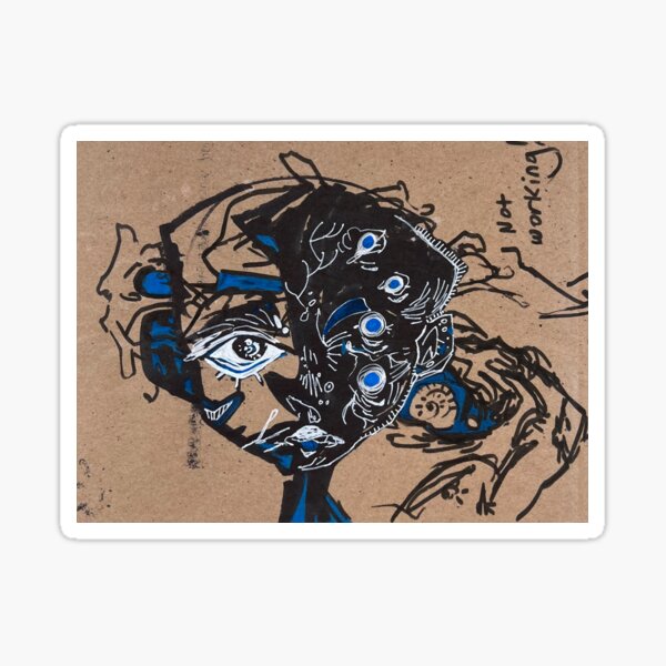 "Not Working!" Sticker for Sale by Emily Moon | Redbubble