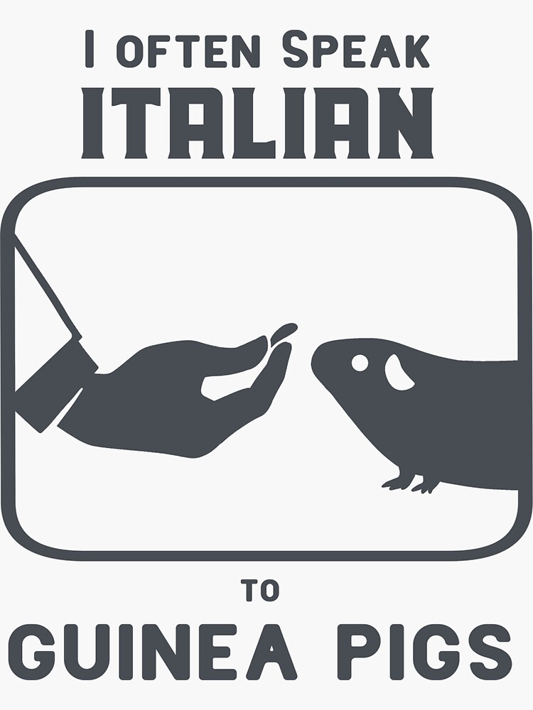 "Funny Italian hand gesture and a guinea pig with dark ink" Sticker for ...