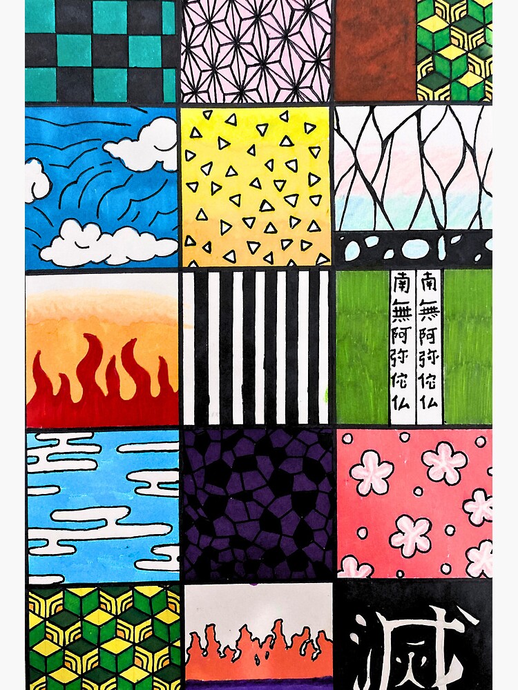 "Demon Slayer Pattern Squares" Art Board Print for Sale by ...