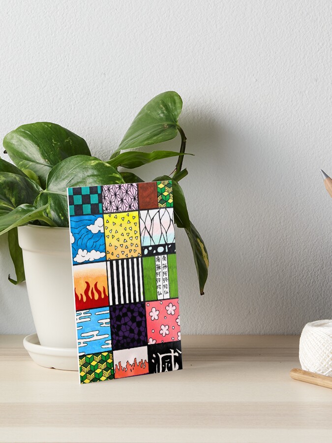 "Demon Slayer Pattern Squares" Art Board Print for Sale by ...