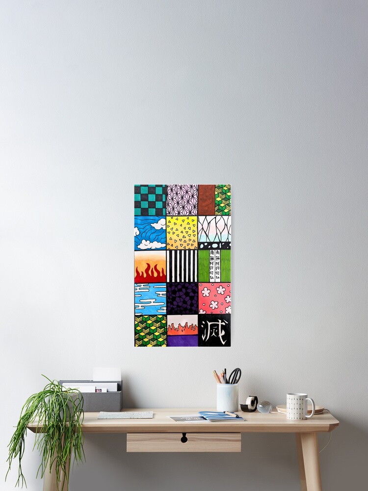 "Demon Slayer Pattern Squares" Poster for Sale by SavannaHandmade ...