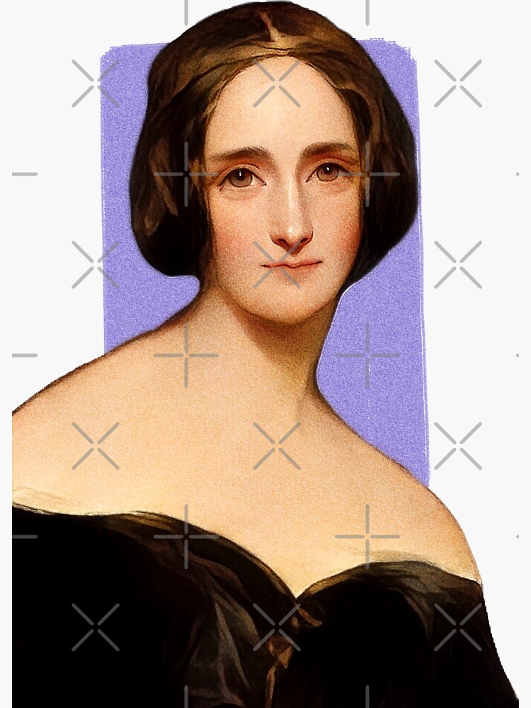 "English Novelist Mary Shelley - purple - illustration " Sticker for ...