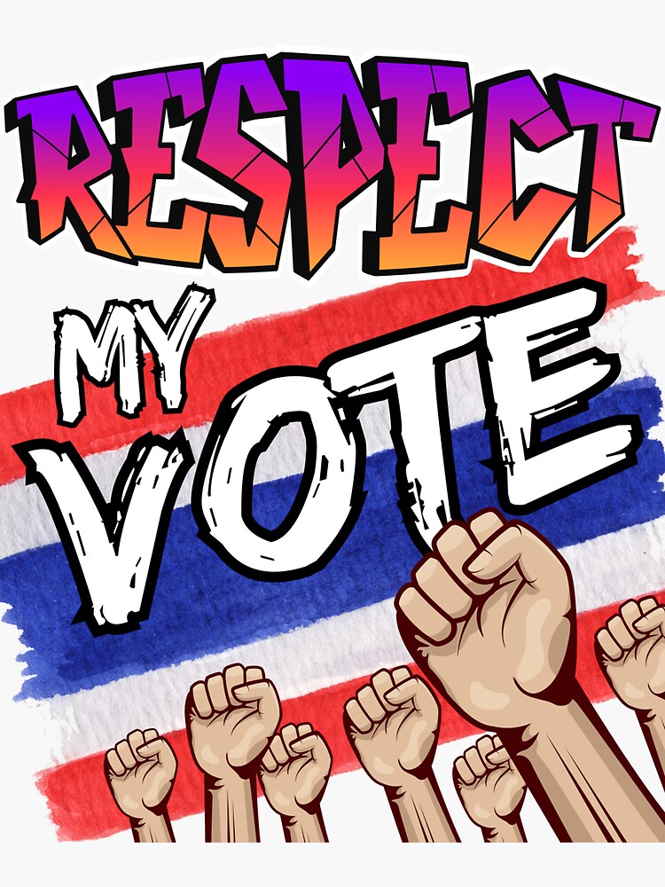"Respect My Vote Thailand Flag Political Activism Tim Pita" Sticker for ...