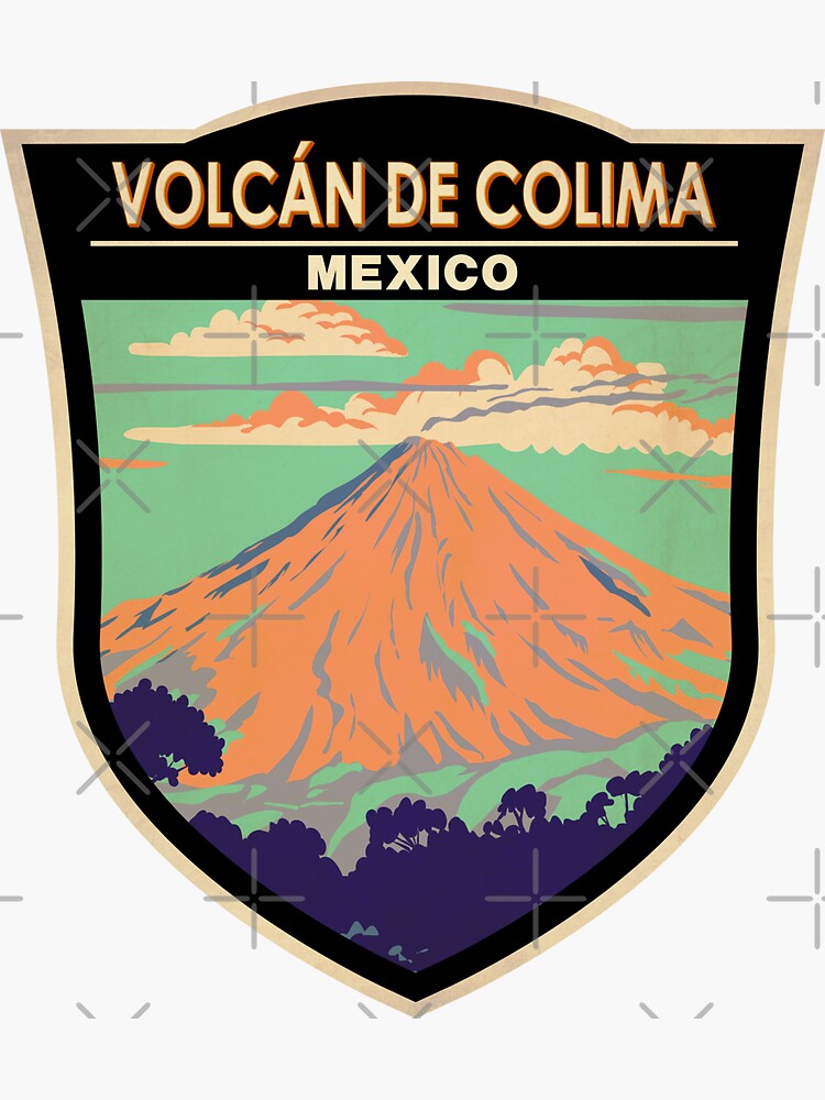 "Volcan De Colima Mexico Badge" Sticker for Sale by KrisSidDesigns ...
