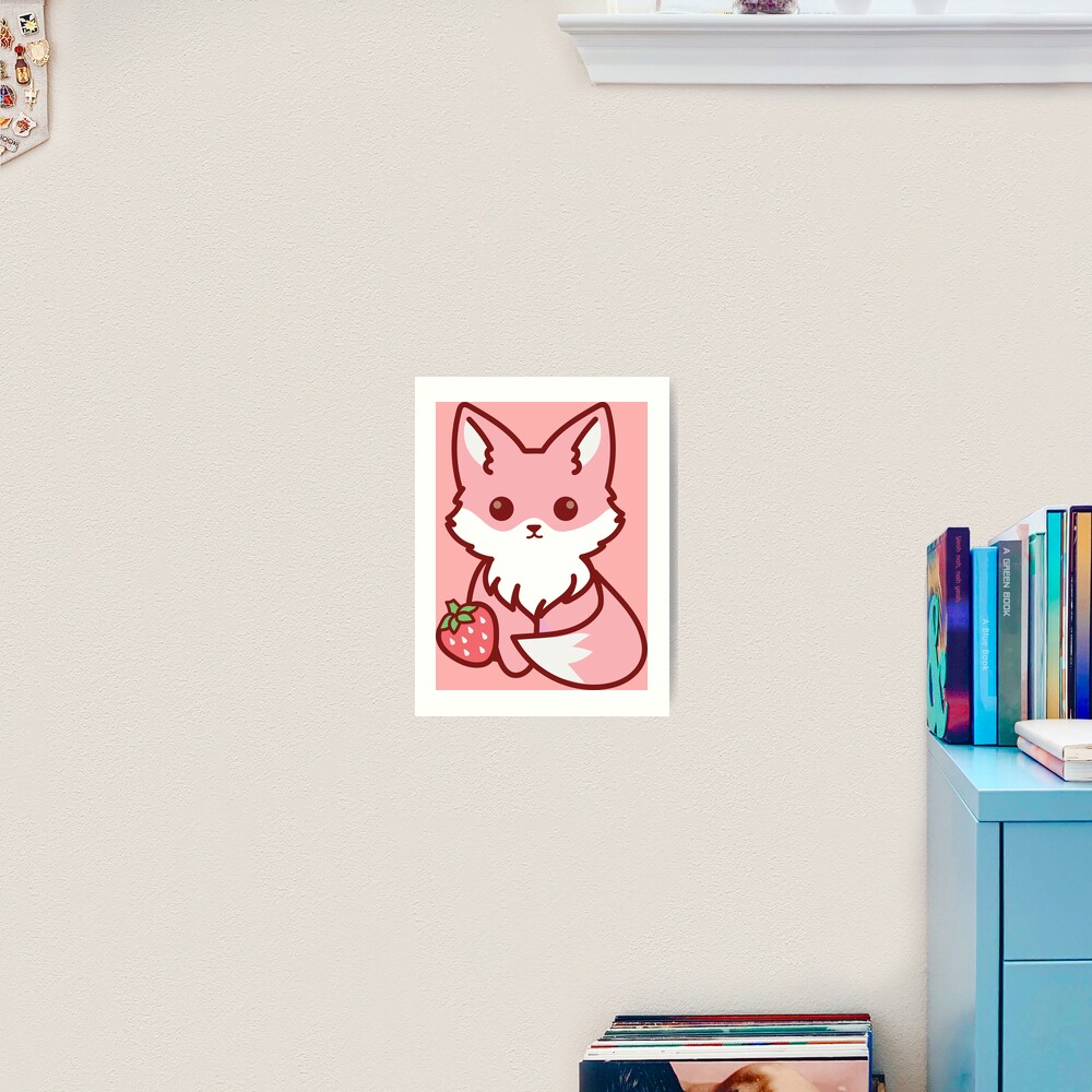 "Cute strawberry fox" Poster by SunMoonMilk | Redbubble