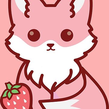 "Cute strawberry fox" Poster by SunMoonMilk | Redbubble