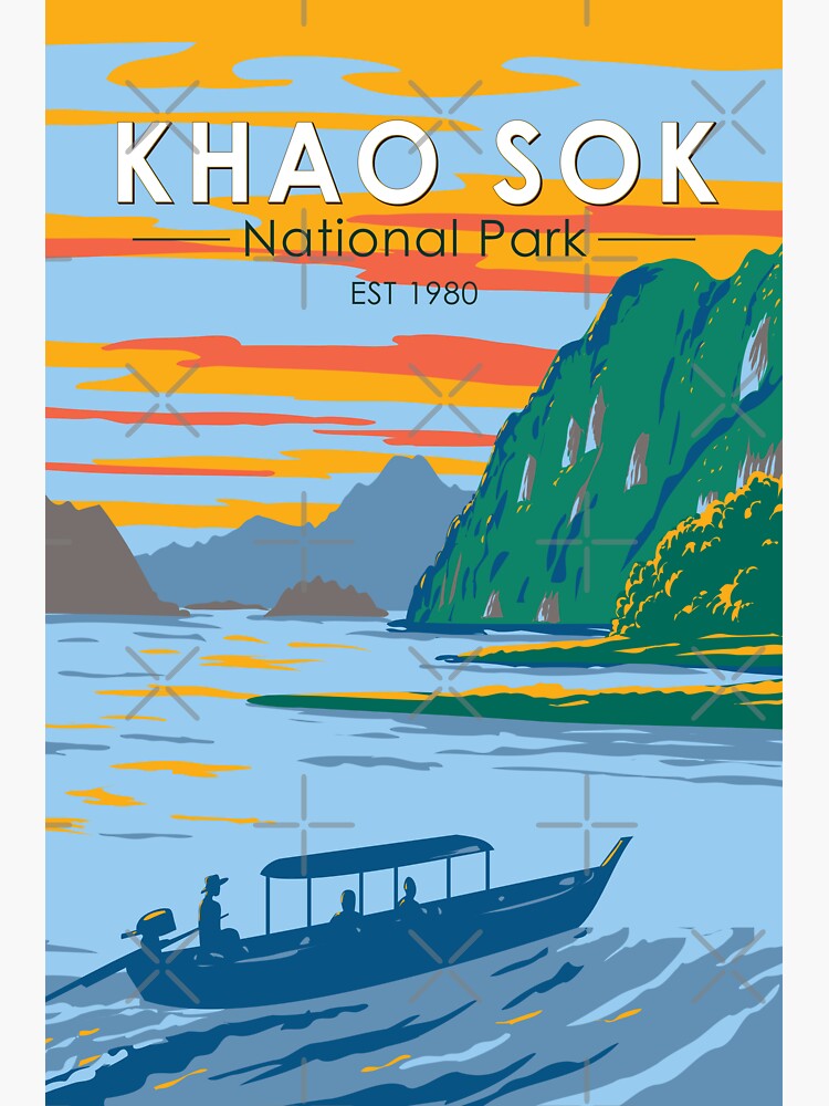 "Khao Sok National Park Thailand Travel Art Vintage" Sticker for Sale ...