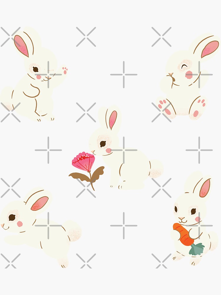 "Cute Bunny Sticker Pack" Sticker for Sale by arrowroses | Redbubble