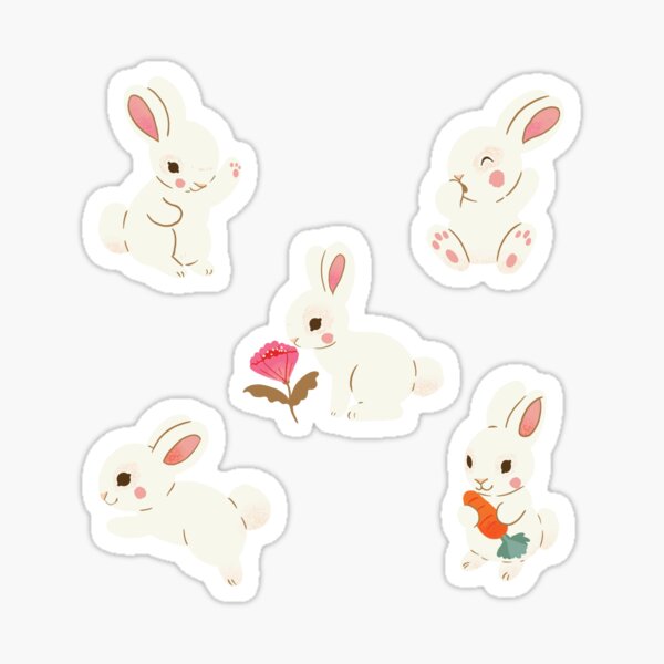 "Cute Bunny Sticker Pack" Sticker for Sale by arrowroses | Redbubble