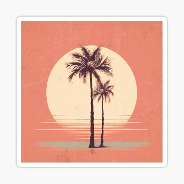 "Retro Vintage Beach Sunset" Sticker for Sale by Ujourney | Redbubble