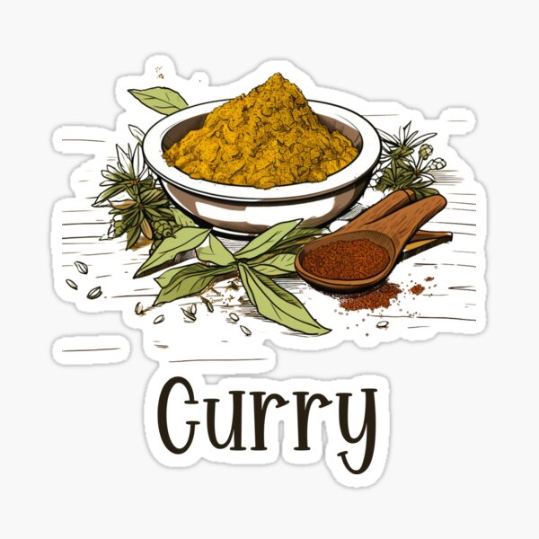 "Hand Drawn Illustration of Curry" Sticker for Sale by Sketch-Shack ...