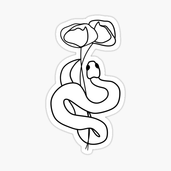 "snake outline with flowers" Sticker for Sale by unknown-error | Redbubble