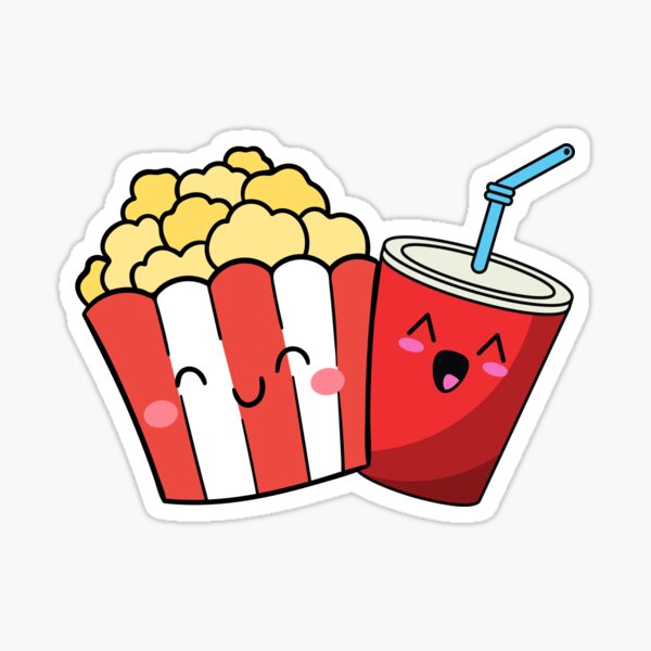 "Cute Adorable Popcorn and Soda" Sticker for Sale by DawidM3rch | Redbubble