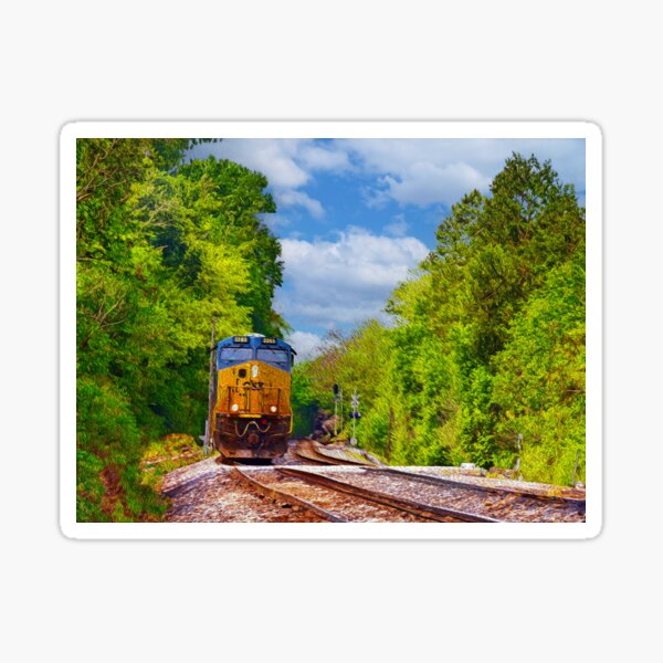 "CSX Locomotive Pulling Freight Through the Woods" Sticker for Sale by ...