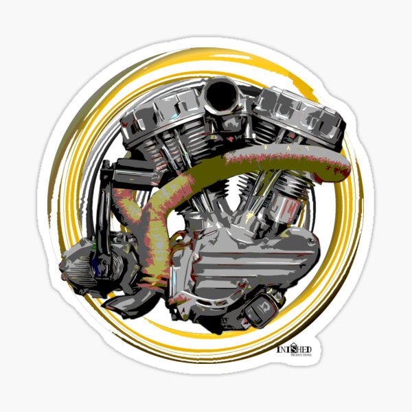 "Iron Pit Frank Van Geffin Panhead Engine, Inished Productions" Sticker ...