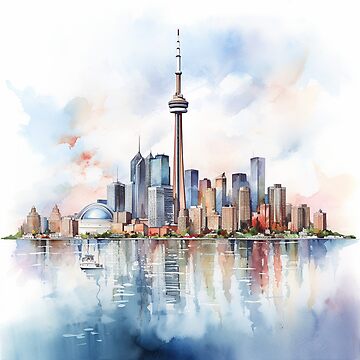 "Watercolour Skyline of Toronto" Sticker for Sale by LilGreyDoodles ...