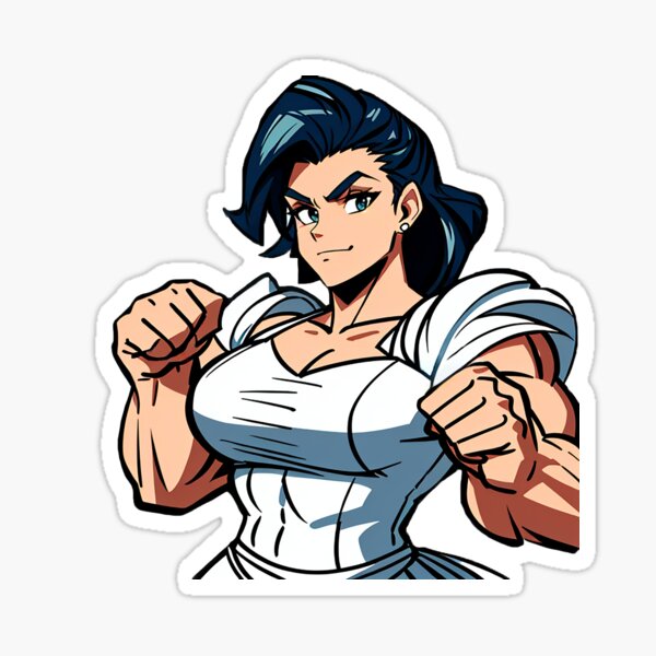 "Anime Muscular Female Bodybuilder In a Dress" Sticker for Sale by ...