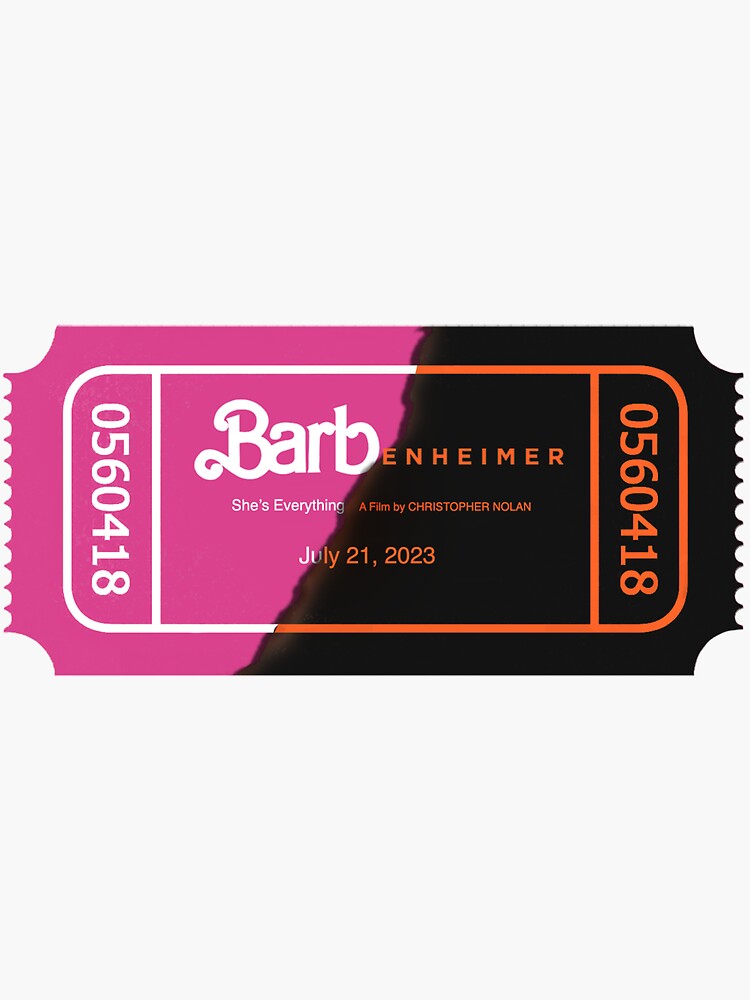 Barbenheimer Movie Ticket Sticker
