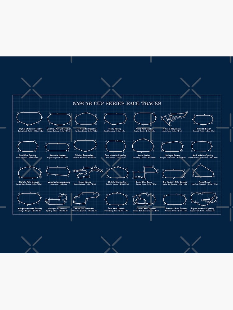 "NASCAR Race Tracks (Navy Blueprint)" Mouse Pad for Sale by BGALAXY ...