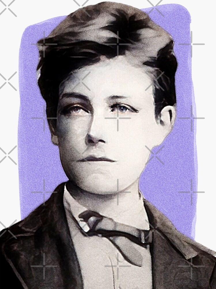 "French Poet Arthur Rimbaud - purple - illustration " Sticker for Sale ...
