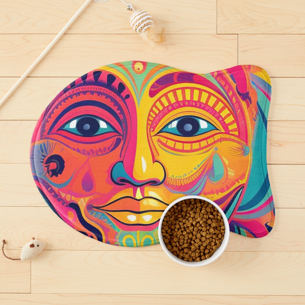 "Psychedelic Sun with Smiling Face Colorful Art" Sticker for Sale by ...