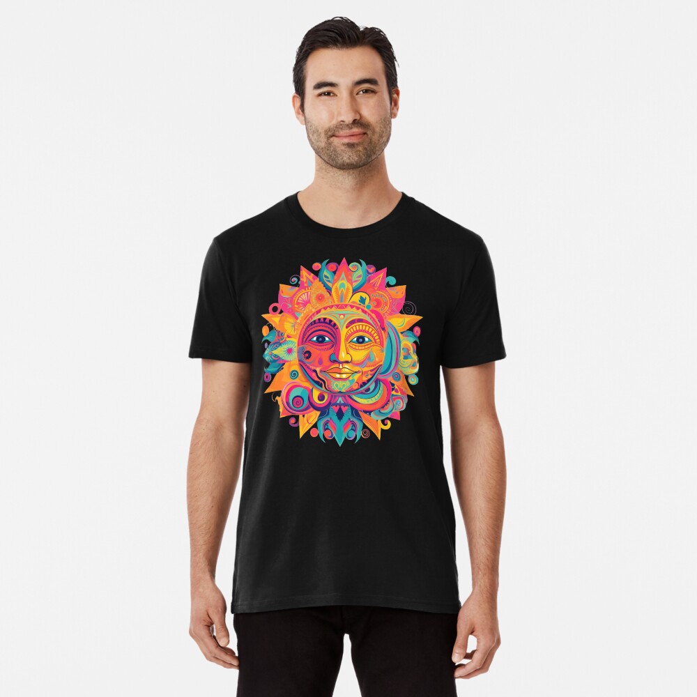 "Psychedelic Sun with Smiling Face Colorful Art" Sticker for Sale by ...