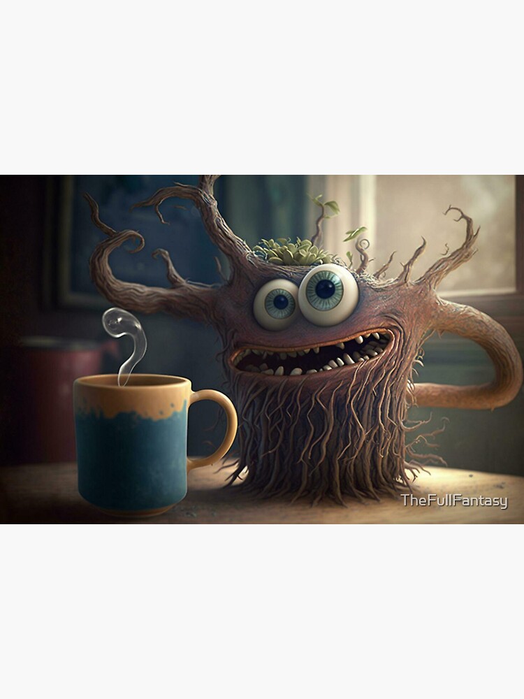 "Adorable Tree Root Monster with a Mug " Sticker for Sale by ...