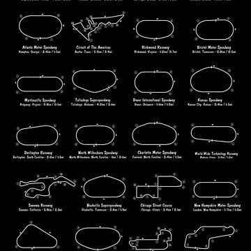 "NASCAR Race Tracks (White Stencil - No Background) Vertical Version ...