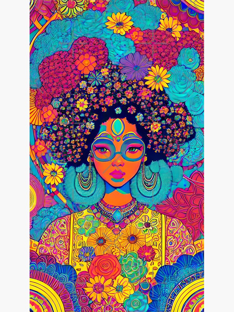 "Fro of Flowers" Sticker for Sale by AnimeBlaque | Redbubble